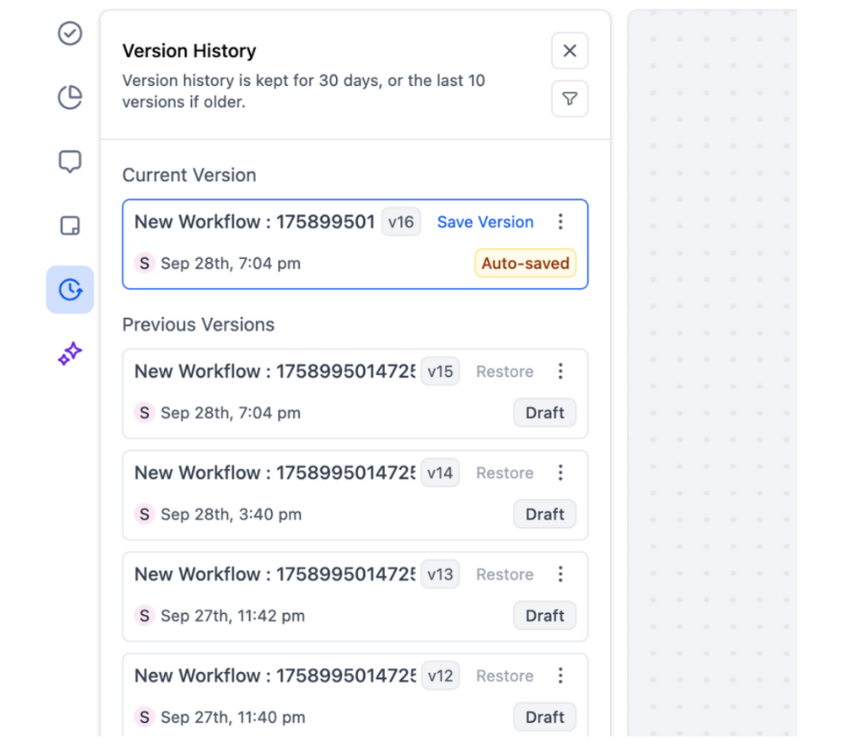 Version History & Restore Functionality in Workflows - Mastermind ...