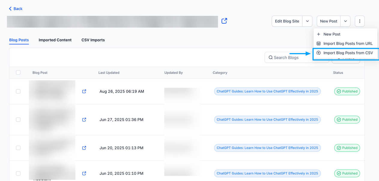 CSV Blog Importer in Blogs - Mastermind Knowledge Base