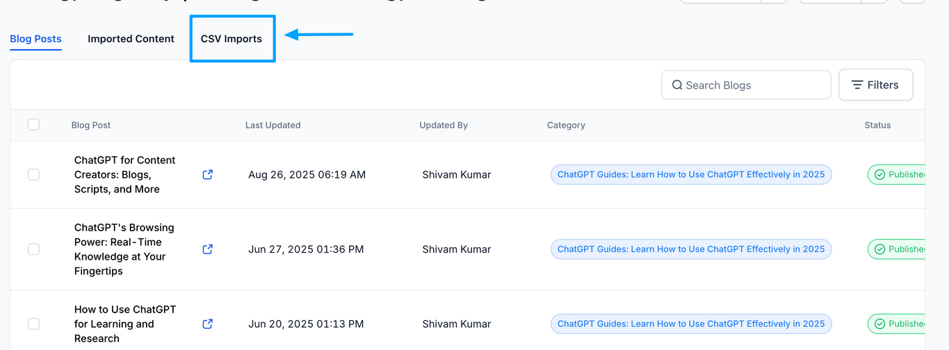 CSV Blog Importer in Blogs - Mastermind Knowledge Base